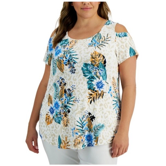 JM Collection | Tops | Jm Collection Plus Size Tropical Wilderness ...